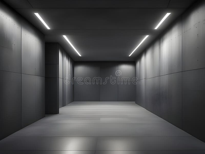 Dark Empty Room with Concrete Wall and Walls, Abstract Background, 3d Render Illustration Stock ...