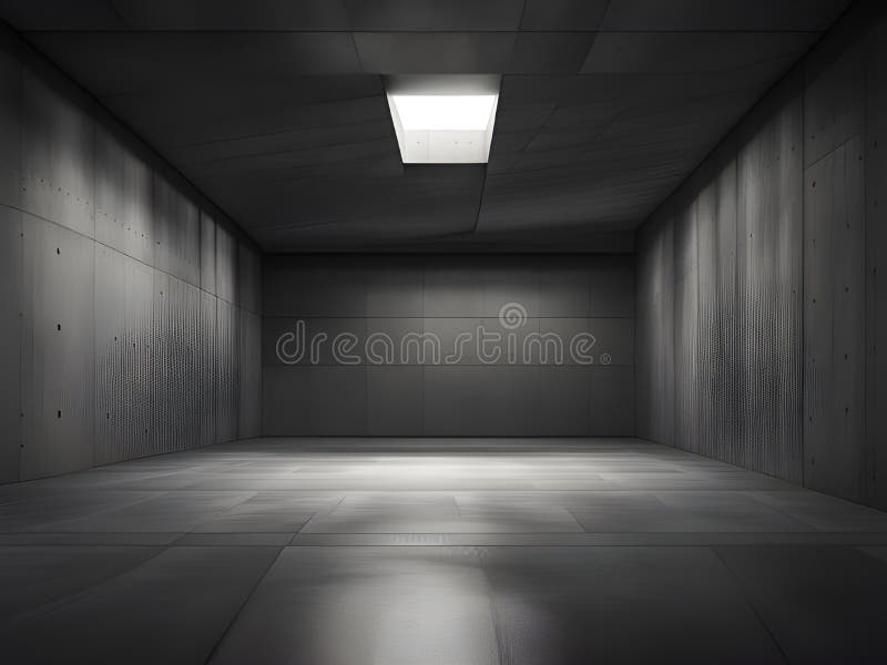 Dark Empty Room with Dark Concrete Floor Stock Illustration ...