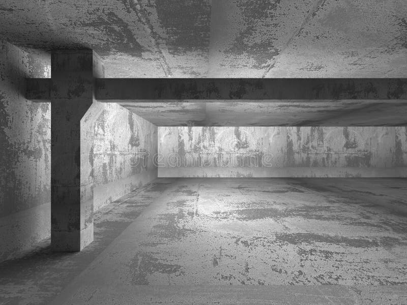 Dark Empty Room. Concrete Rusty Walls Stock Illustration - Illustration ...