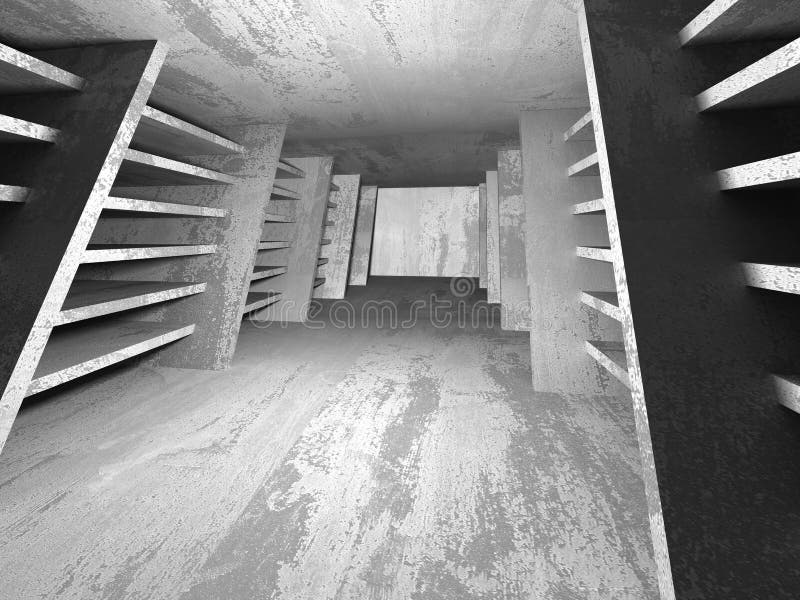 Dark Empty Room. Concrete Rusty Walls. Architecture Background Stock ...