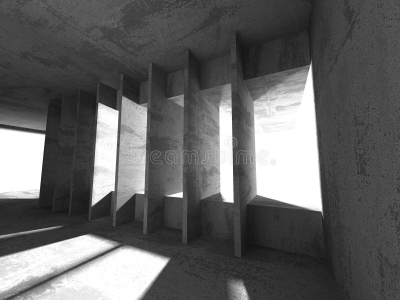 Dark Empty Room. Concrete Rusty Walls. Architecture Background Stock ...