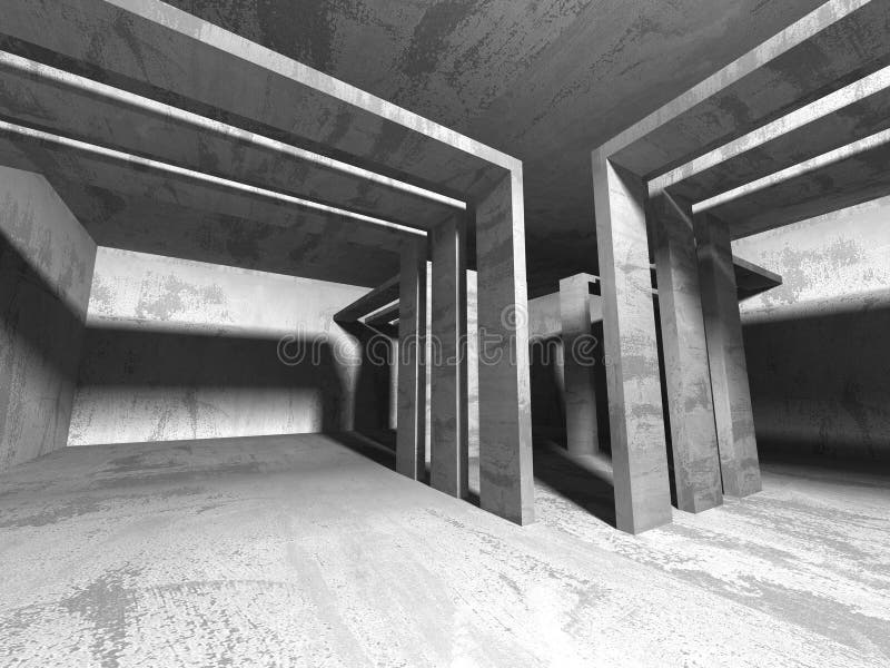 Dark Empty Room. Concrete Rusty Walls. Architecture Background Stock ...