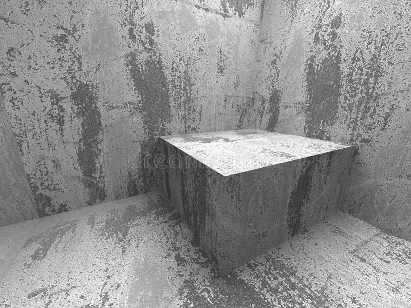 Dark Empty Room. Concrete Rusty Walls Stock Illustration - Illustration ...