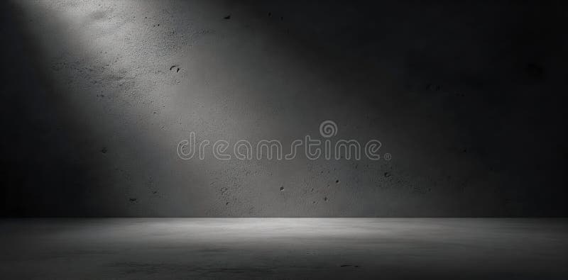 Dark Empty Room with Concrete Wall Background, Spotlight for Product ...