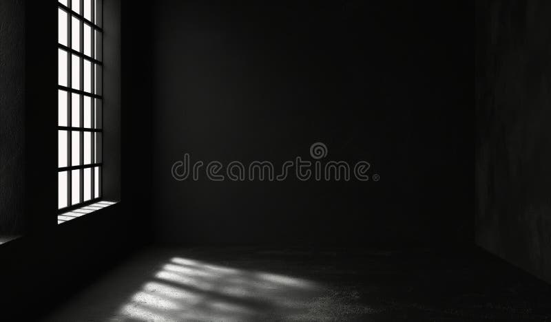 Dark Empty Room with Concrete Wall and Window Minimalist Interior ...