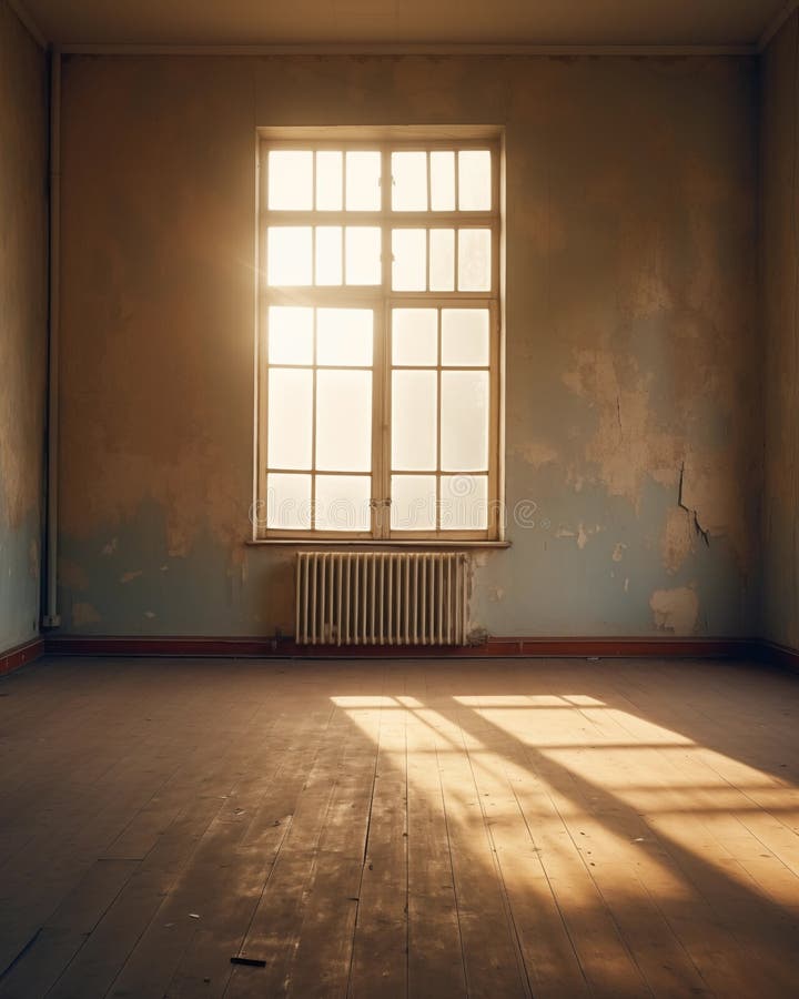 Dark Empty Room with Light Shining through the Window Stock Photo ...