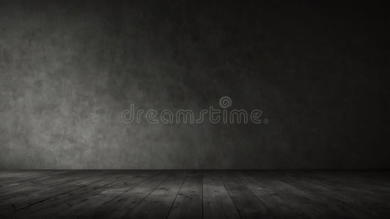 Dark Empty Room with Wooden Floor and Concrete Wall, Minimalist ...