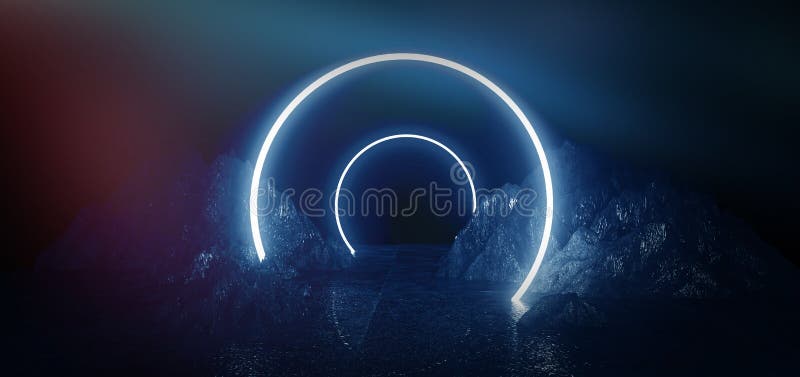 Dark, Empty Space, Empty Stage, Room with Light Element, Neon Light ...