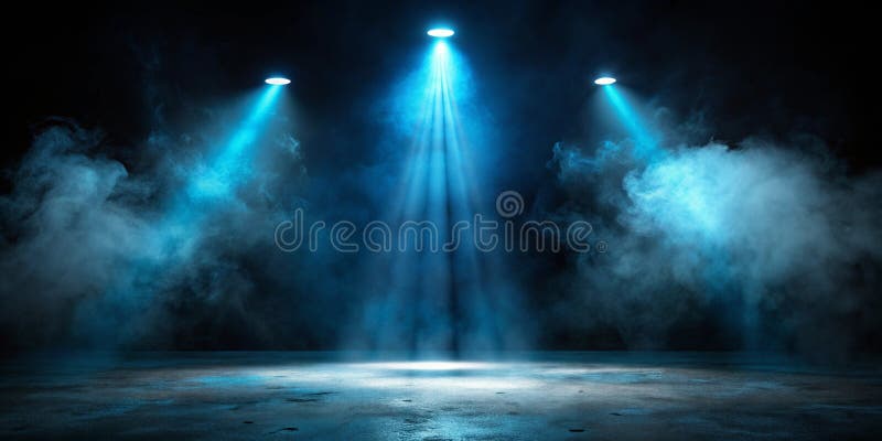 Dark Empty Studio Scene with Blue Neon Light Stock Illustration ...