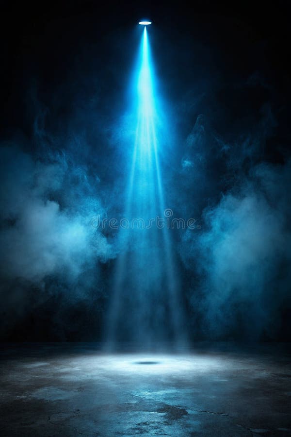 Dark Empty Studio Scene with Blue Neon Light Stock Illustration ...