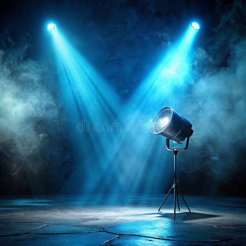 Dark Empty Studio Scene with Blue Neon Light Stock Illustration ...
