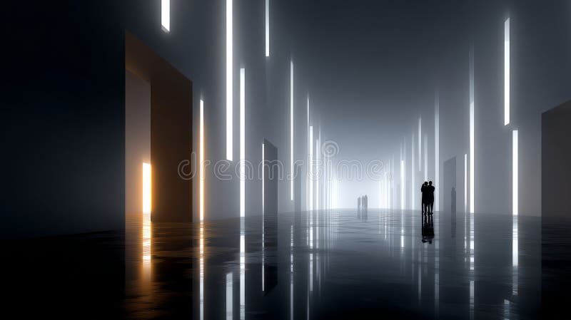 Dark, Empty World Minimalistic Virtual Futuristic Reality with ...