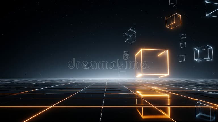 Dark, Empty World Minimalistic Virtual Futuristic Reality with ...