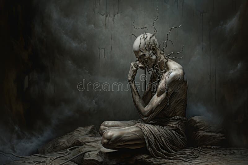 Dark Enduring Immortal Pain Mindscape Generative AI Stock Illustration ...