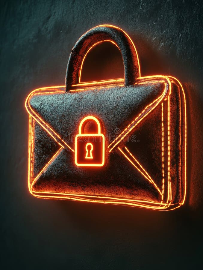 A Dark Envelope Contains a Glowing Red Padlock Icon, Symbolizing Secure ...