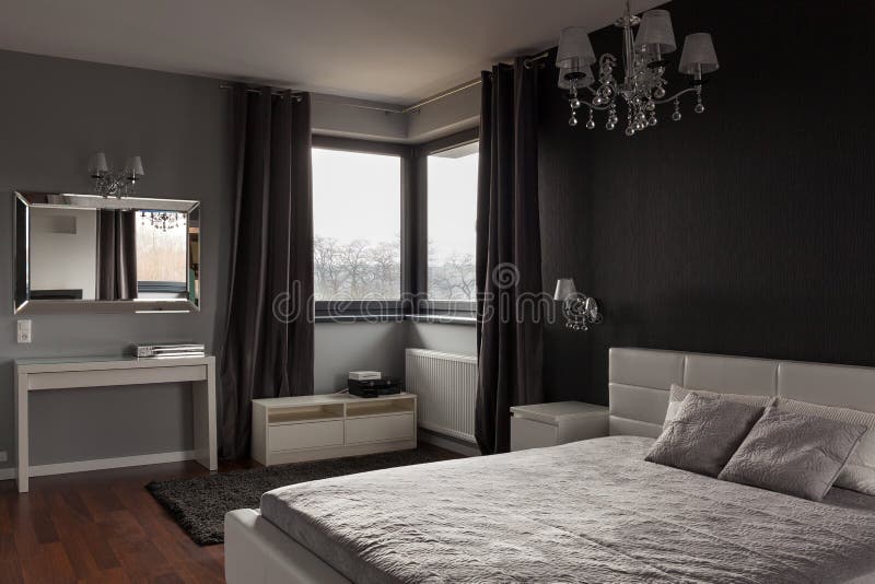 Dark expensive bedroom stock photo. Image of elegant - 54412168