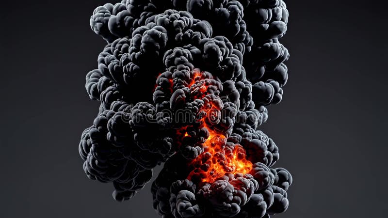 Dark Explosion Creates Dramatic Fire Blast with Dense Black Smoke ...