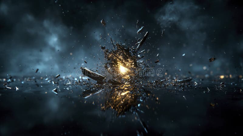 Dark Explosion of Energy Reflecting on Water Digital Art Surreal ...