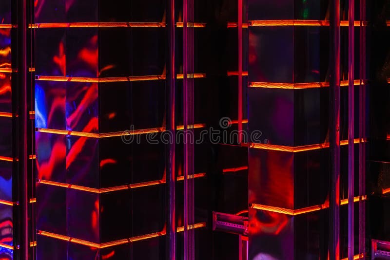 Dark Facade of Building at Night, Led Wall with Bright Backlight Stock ...