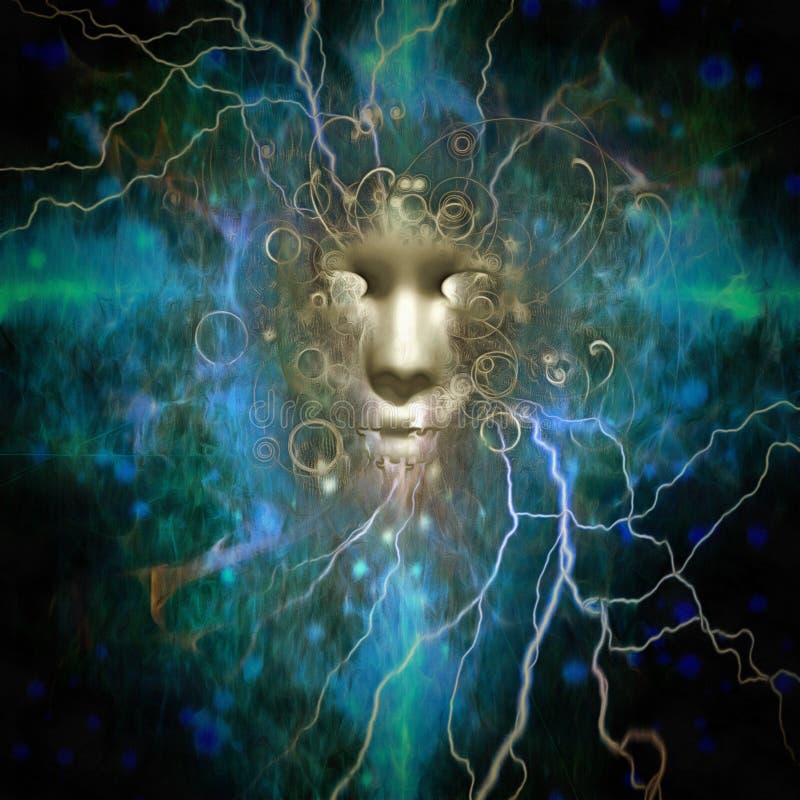 Dark Face with Electric Radiating Stock Illustration - Illustration of ...