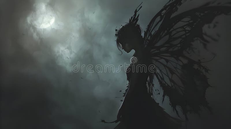 A Dark Fairy with Torn Wings Stock Illustration - Illustration of ...