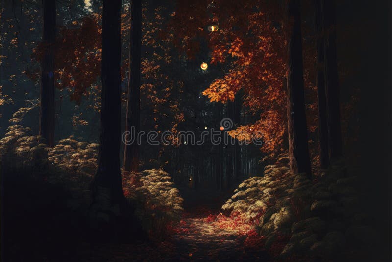 Dark Fall Forest Aesthetic Background, Witchcraft Magic Nature ...
