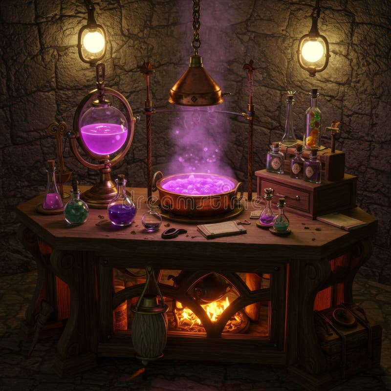 Alchemy laboratory stock illustration. Illustration of aludel - 70607772