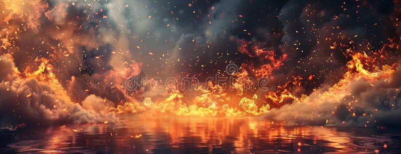 A Dark Fantasy Background of Fire Stock Illustration - Illustration of ...