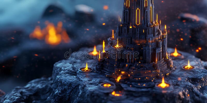 Dark Fantasy Castle Art stock illustration. Illustration of medieval ...