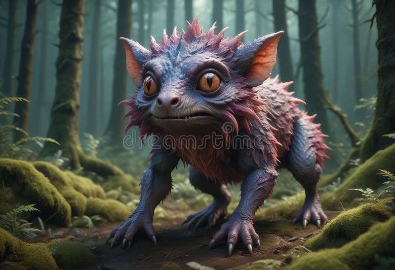 Dark Fantasy Forest Creatures Stock Illustration - Illustration of ...