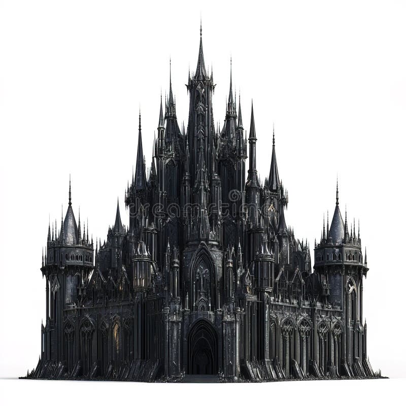 Dark Fantasy Gothic Palace with Intricate Architectural Details Stock Illustration ...