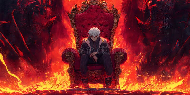 Dark Fantasy King Throne Fire Artwork Stock Illustration - Illustration ...