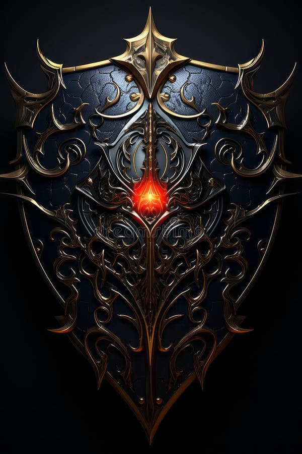 Dark Fantasy Shield Ai Generated Stock Illustration - Illustration of ...