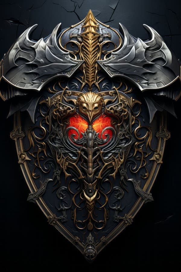 Dark Fantasy Shield Ai Generated Stock Illustration - Illustration of ...