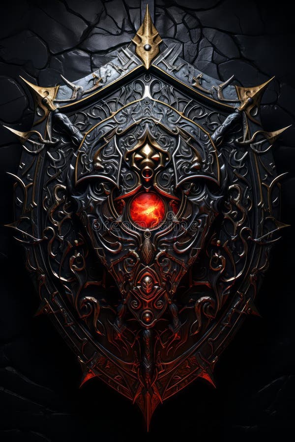 Dark Fantasy Shield Ai Generated Stock Illustration - Illustration of ...