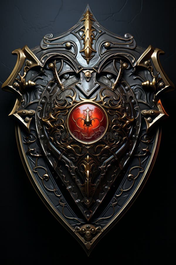 Dark Fantasy Shield Ai Generated Stock Illustration - Illustration of ...