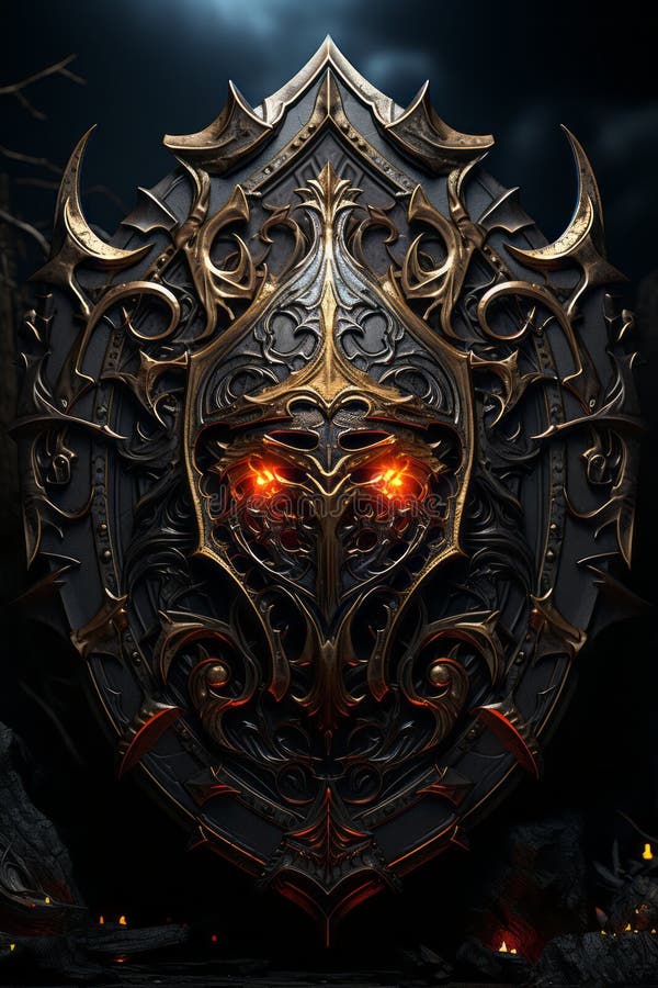 Dark Fantasy Shield Ai Generated Stock Illustration - Illustration of ...