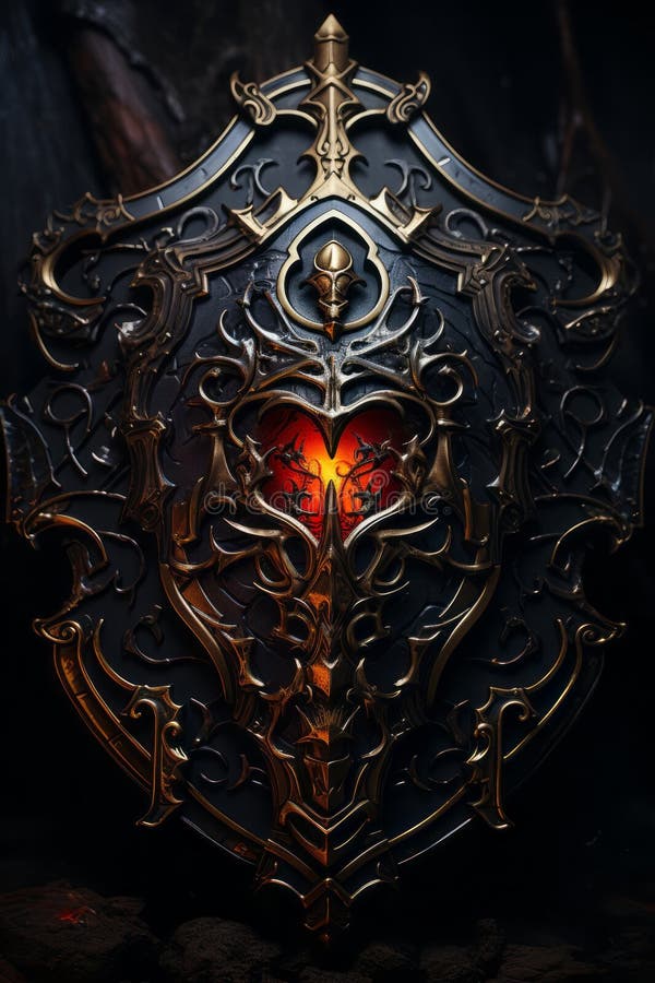 Dark Fantasy Shield Ai Generated Stock Illustration - Illustration of ...