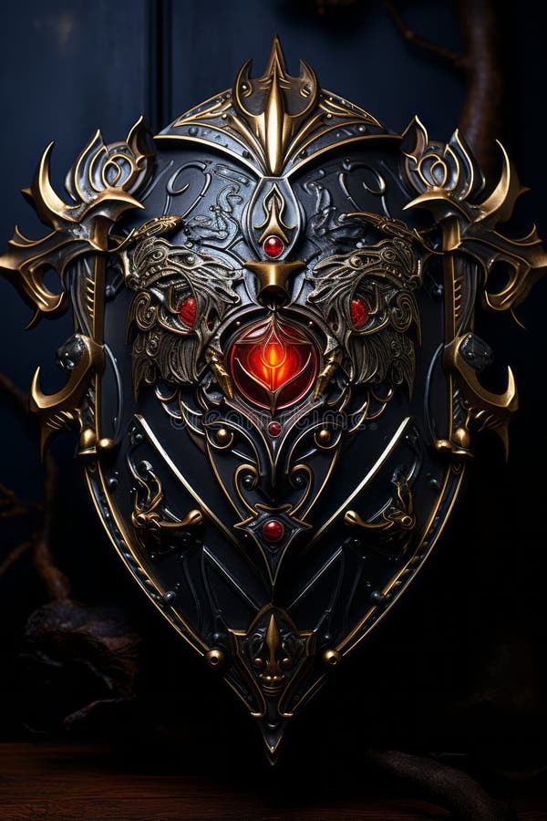 Dark Fantasy Shield Ai Generated Stock Illustration - Illustration of ...