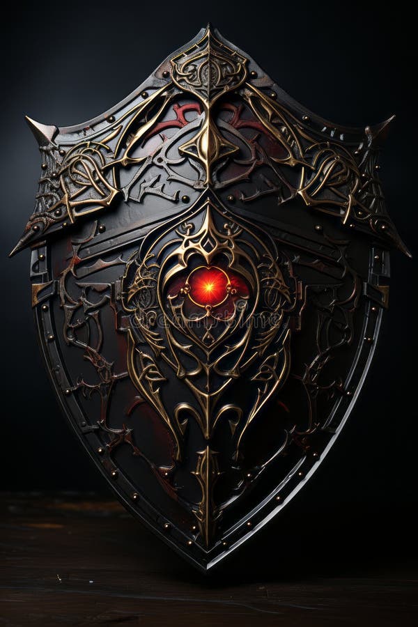 Dark Fantasy Shield Ai Generated Stock Illustration - Illustration of ...