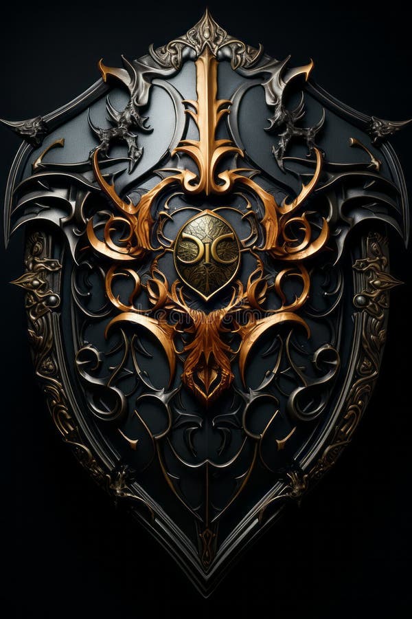 Dark Fantasy Shield Ai Generated Stock Illustration - Illustration of ...