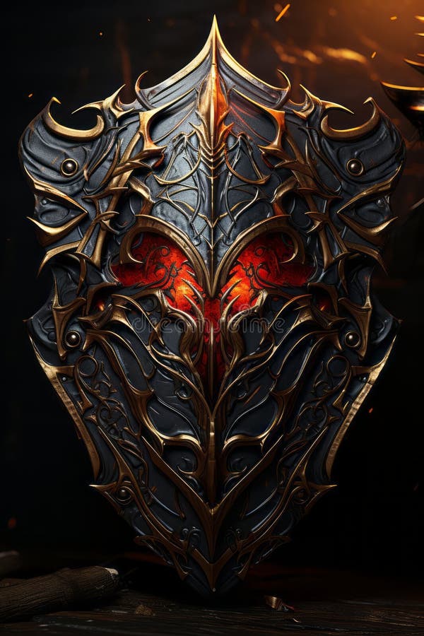 Dark Fantasy Shield Ai Generated Stock Illustration - Illustration of ...