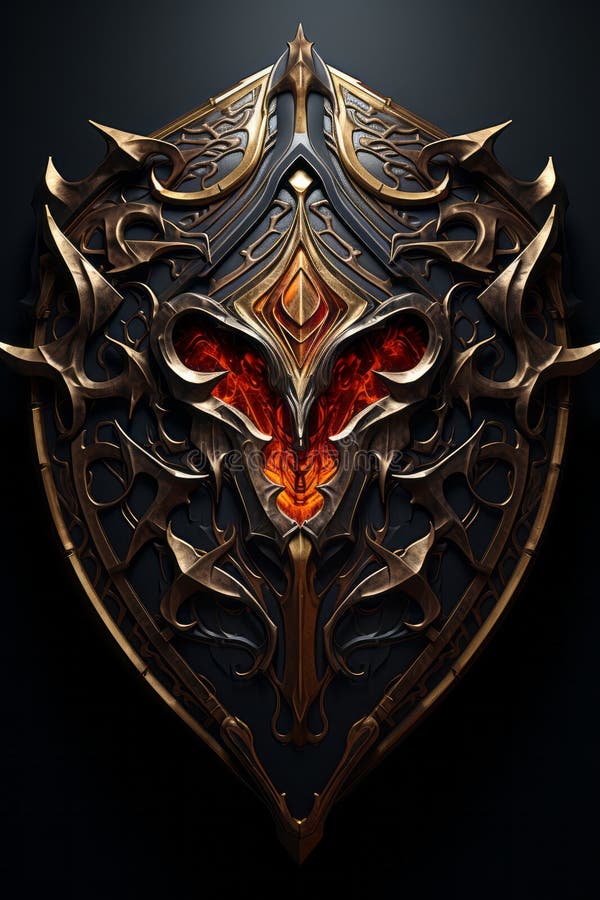 Dark Fantasy Shield Ai Generated Stock Illustration - Illustration of ...