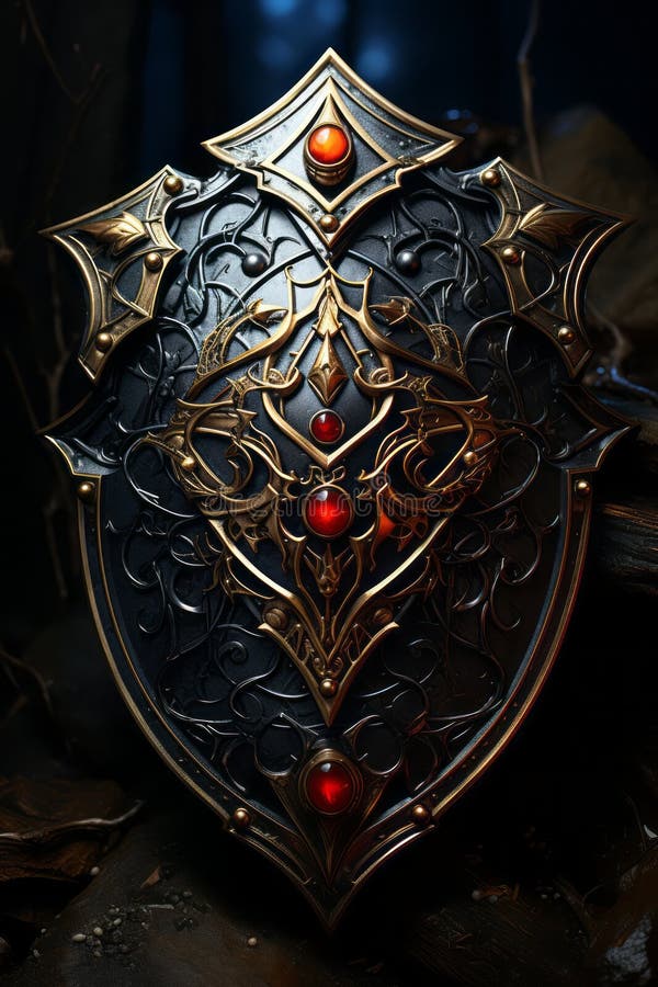 Dark Fantasy Shield Ai Generated Stock Illustration - Illustration of ...
