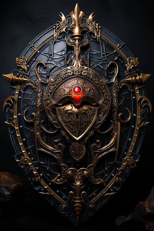 Dark Fantasy Shield Ai Generated Stock Illustration - Illustration of ...