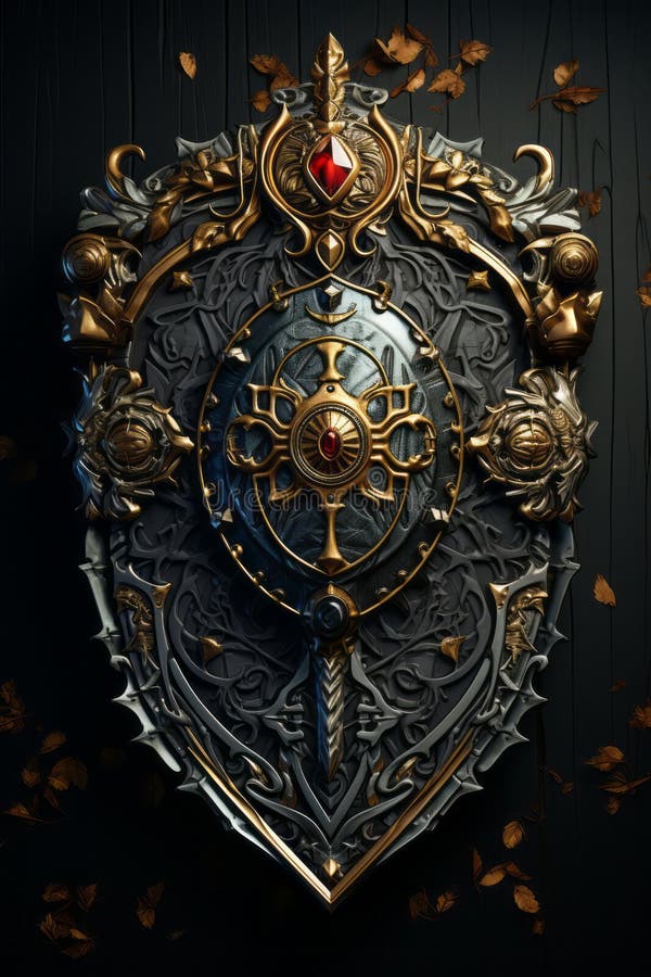 Dark Fantasy Shield Ai Generated Stock Illustration - Illustration of ...