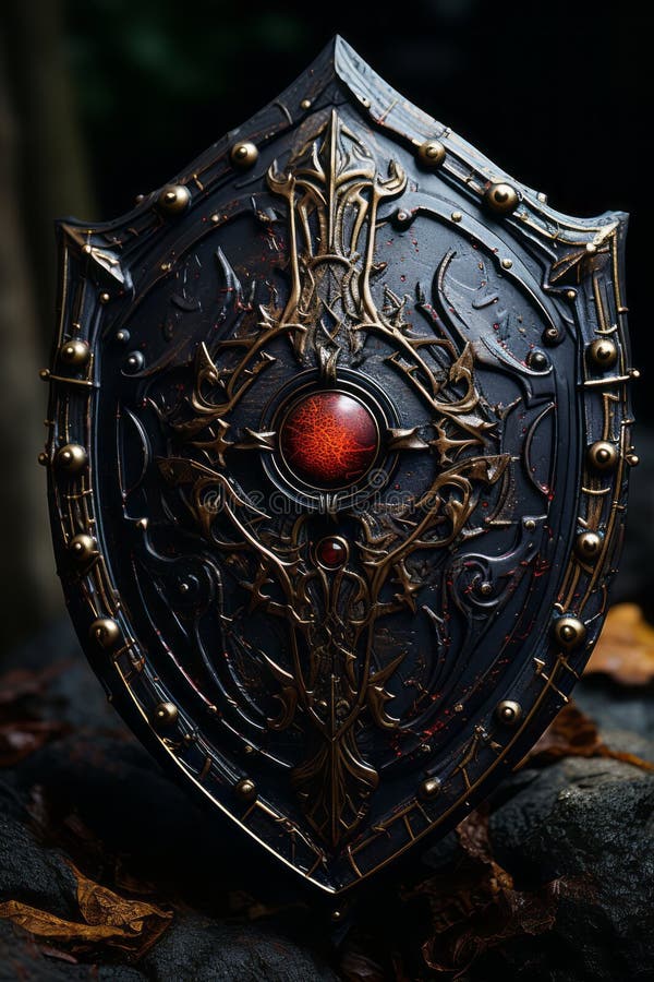 Dark Fantasy Shield Ai Generated Stock Illustration - Illustration of ...