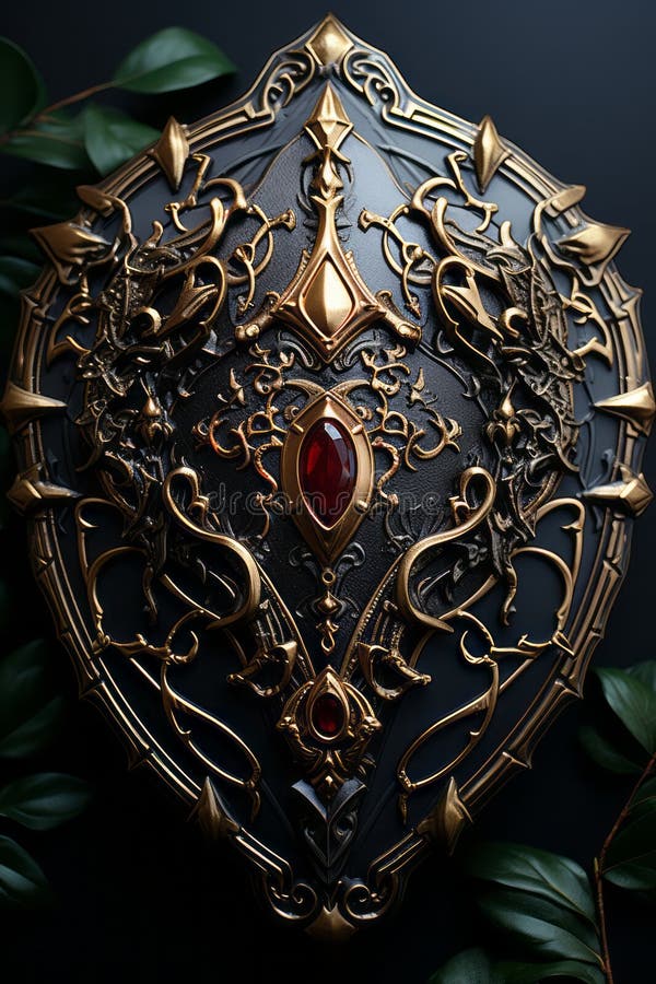 Dark Fantasy Shield Ai Generated Stock Illustration - Illustration of ...