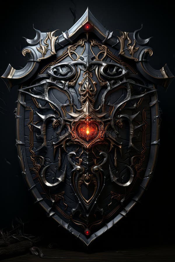 Dark Fantasy Shield Ai Generated Stock Illustration - Illustration of ...