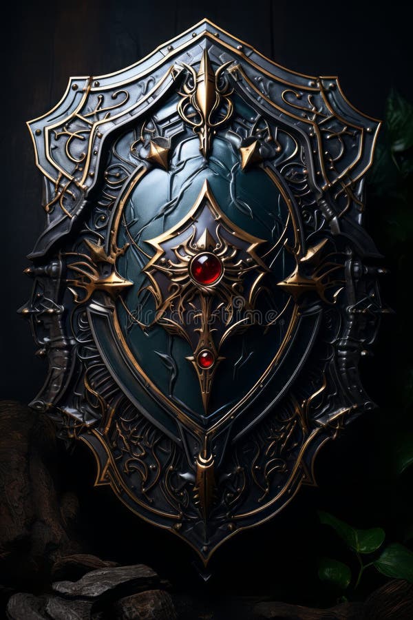 Dark Fantasy Shield Ai Generated Stock Illustration - Illustration of ...